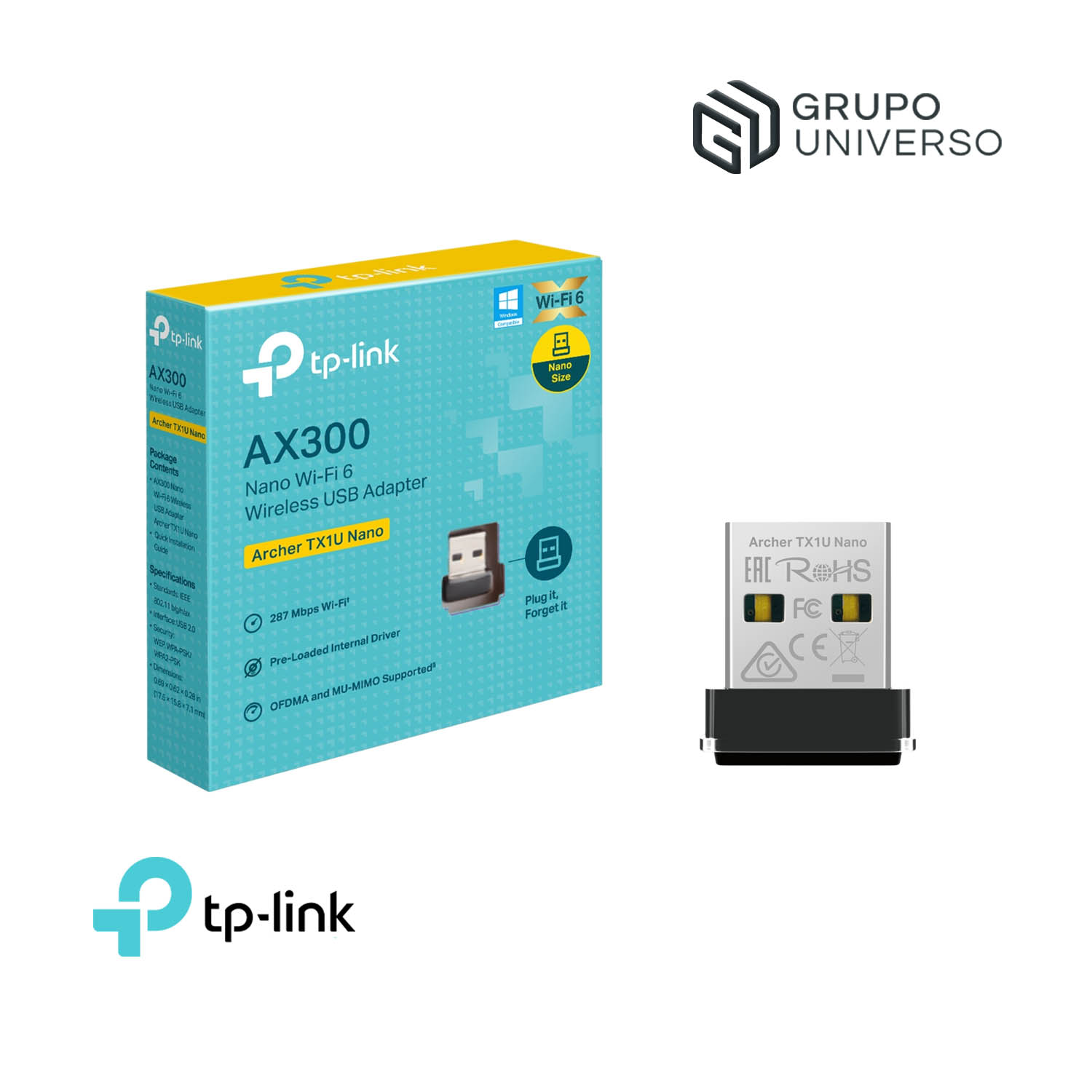 TP-LINK ARCHER TX1U NANO AX300 NANO WI-FI 6 ADAPTADOR USB INALÁMBRICO
