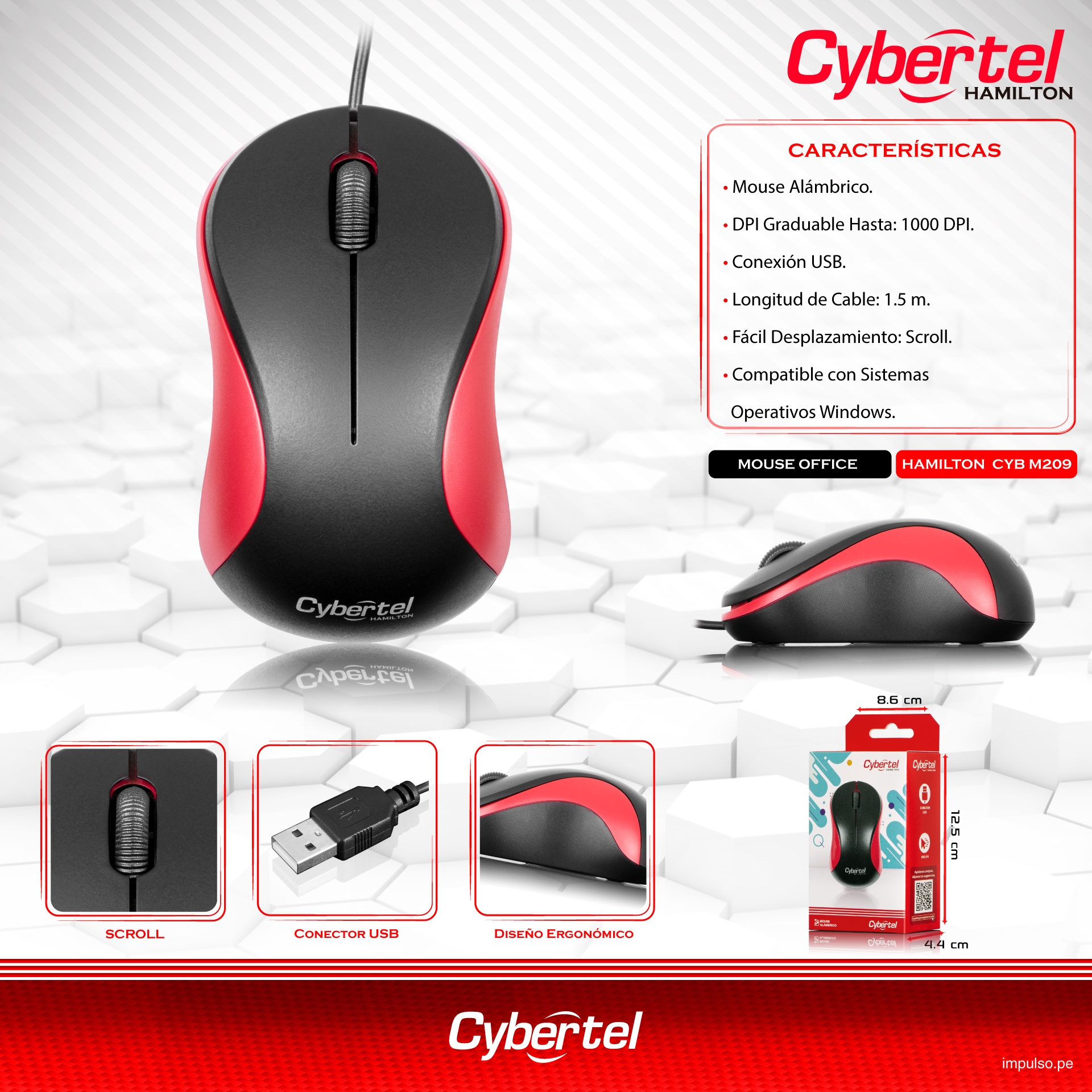 Ripley - MOUSE CYBERTEL USB HAMILTON M209