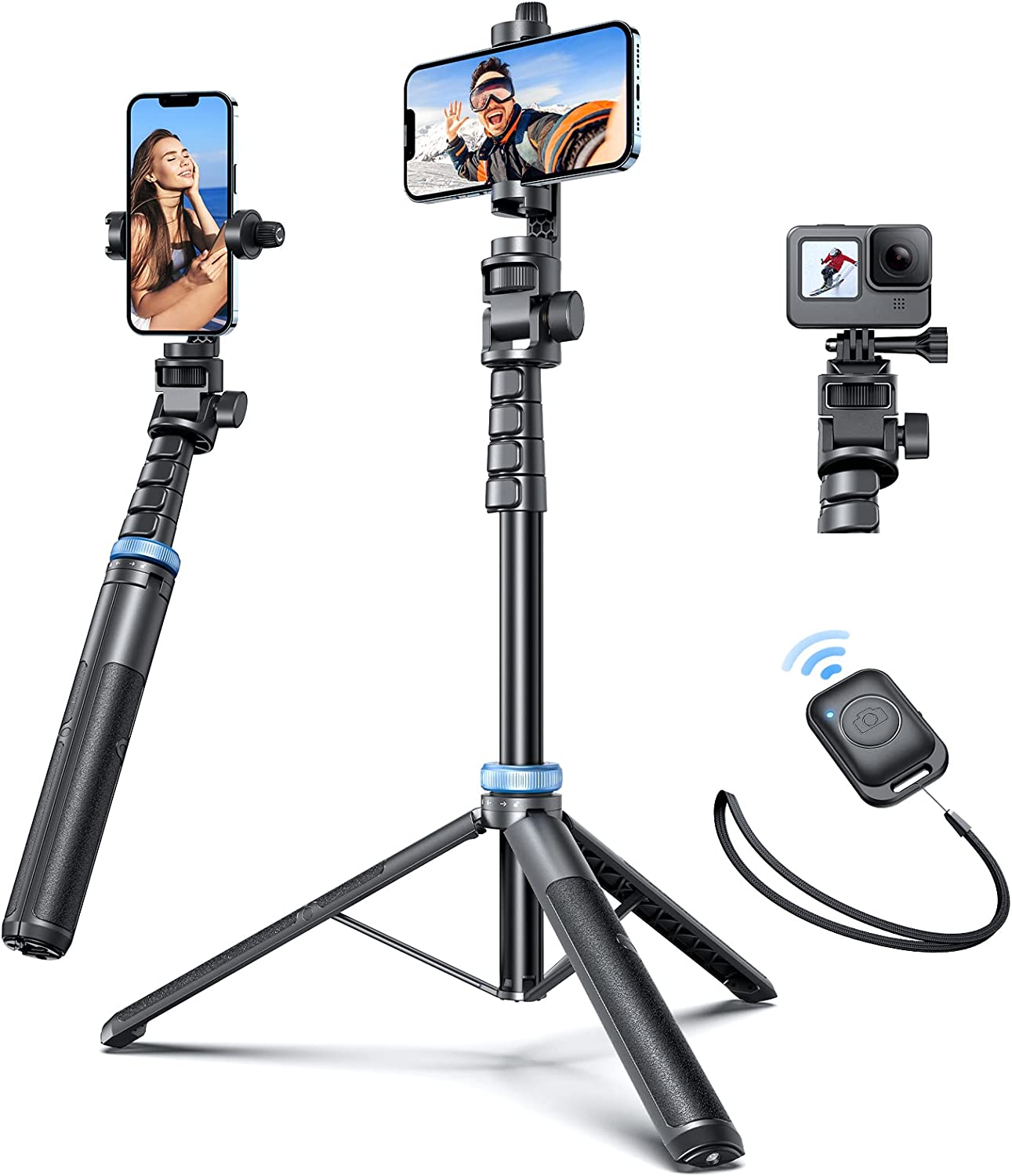 ANGFLY - TRÍPODE PARA IPHONE TRÍPODE PARA SELFIE DE 60 PULGADAS CON ...