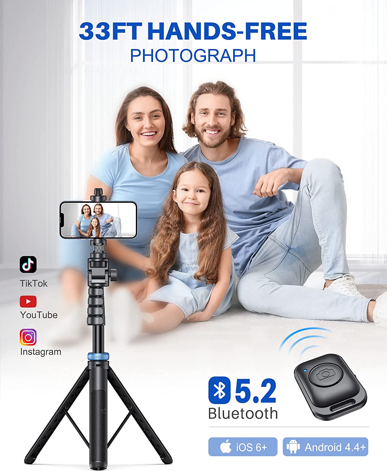 ANGFLY - TRÍPODE PARA IPHONE TRÍPODE PARA SELFIE DE 60 PULGADAS CON ...