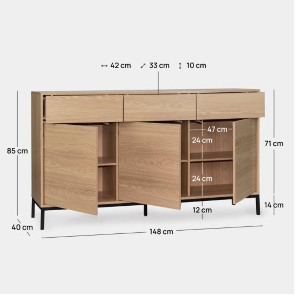 APARADOR MODERNO OTTO COLOR NATURAL RYR MUEBLES
