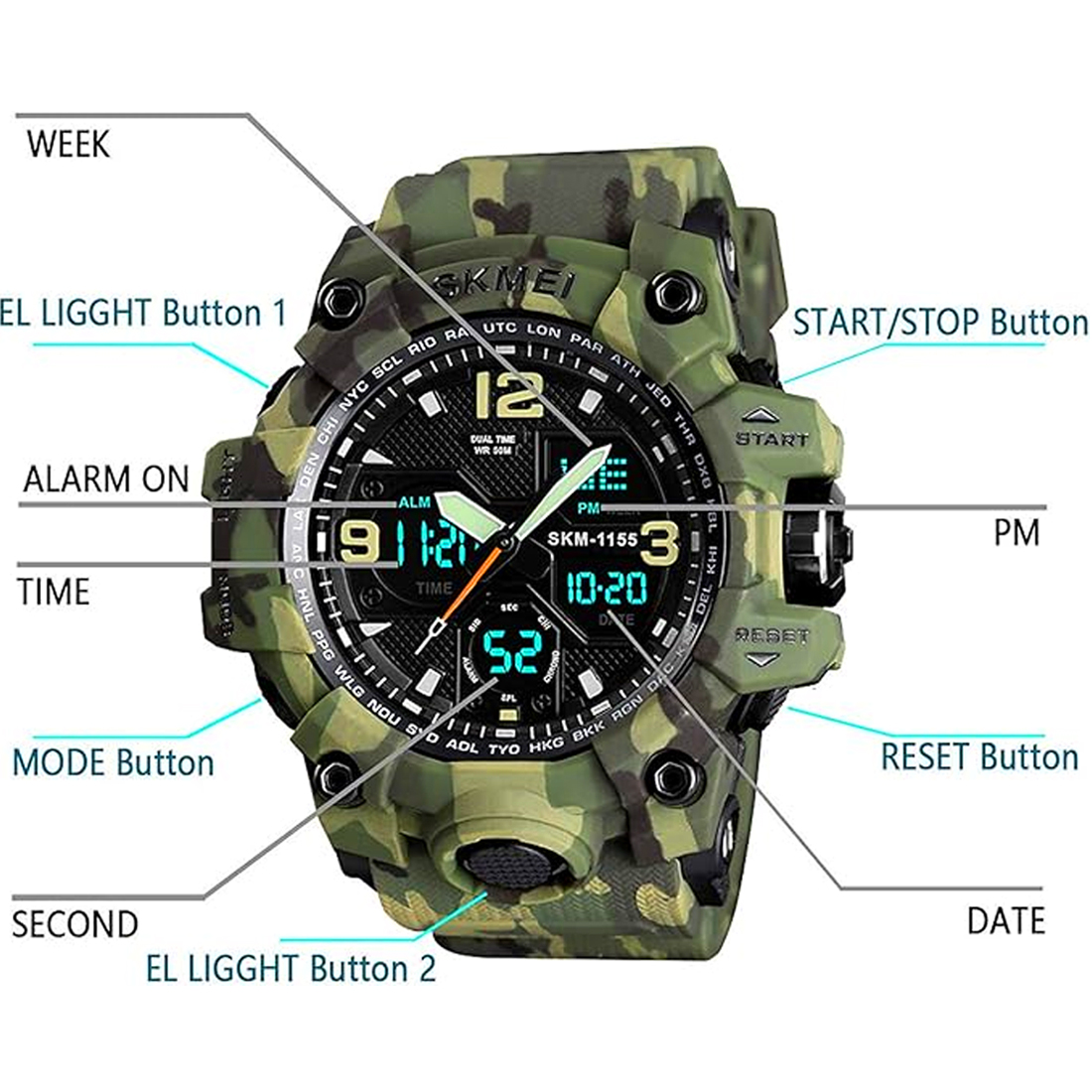 Ripley - RELOJ MILITAR VERDE SKMEI ANALOGICO DIGITAL VERDE DEPORTIVO