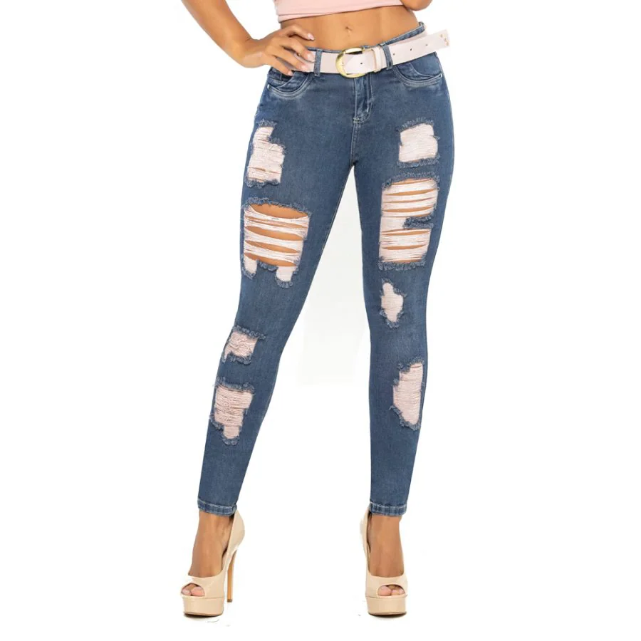 Ripley - JEAN COLOMBIANO MUJER CHEVIOTTO JEANS AZUL 12878 SKINNY ...