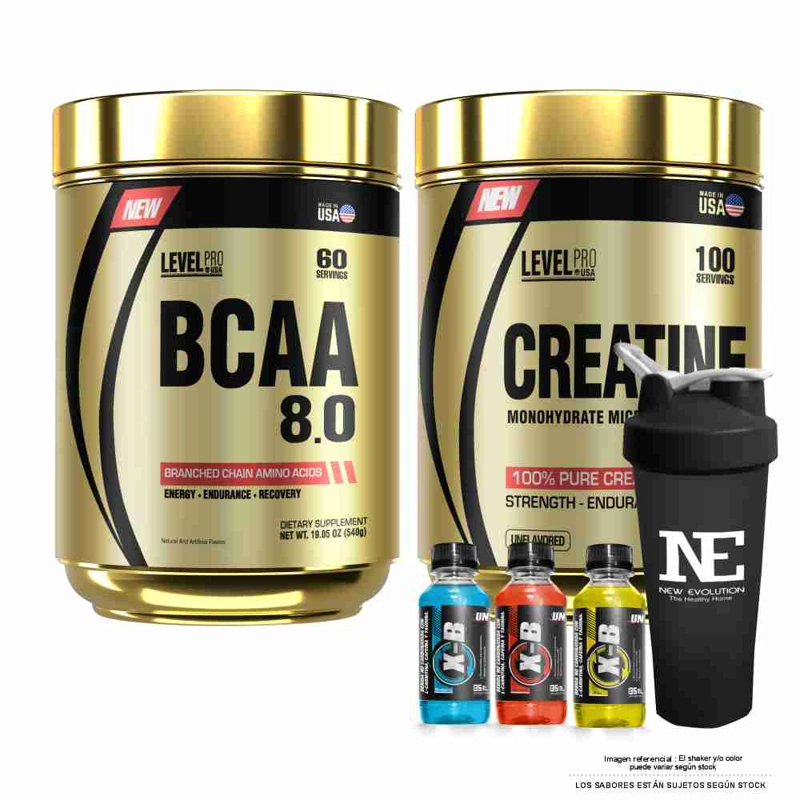 COMBO LEVEL PRO - CREATINE 500 GR. + BCAA 8.0 540GR. CITRUS PUNCH + SHAKER