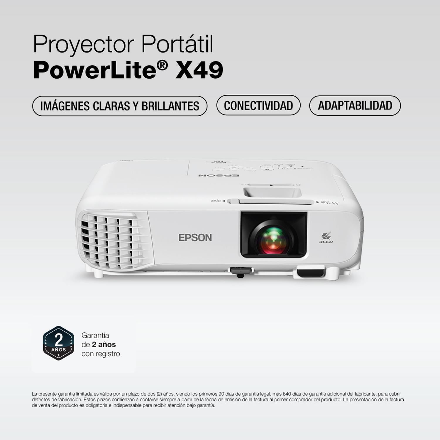 PROYECTOR EPSON POWERLITE X49 3LCD XGA 3600 LÚMENES