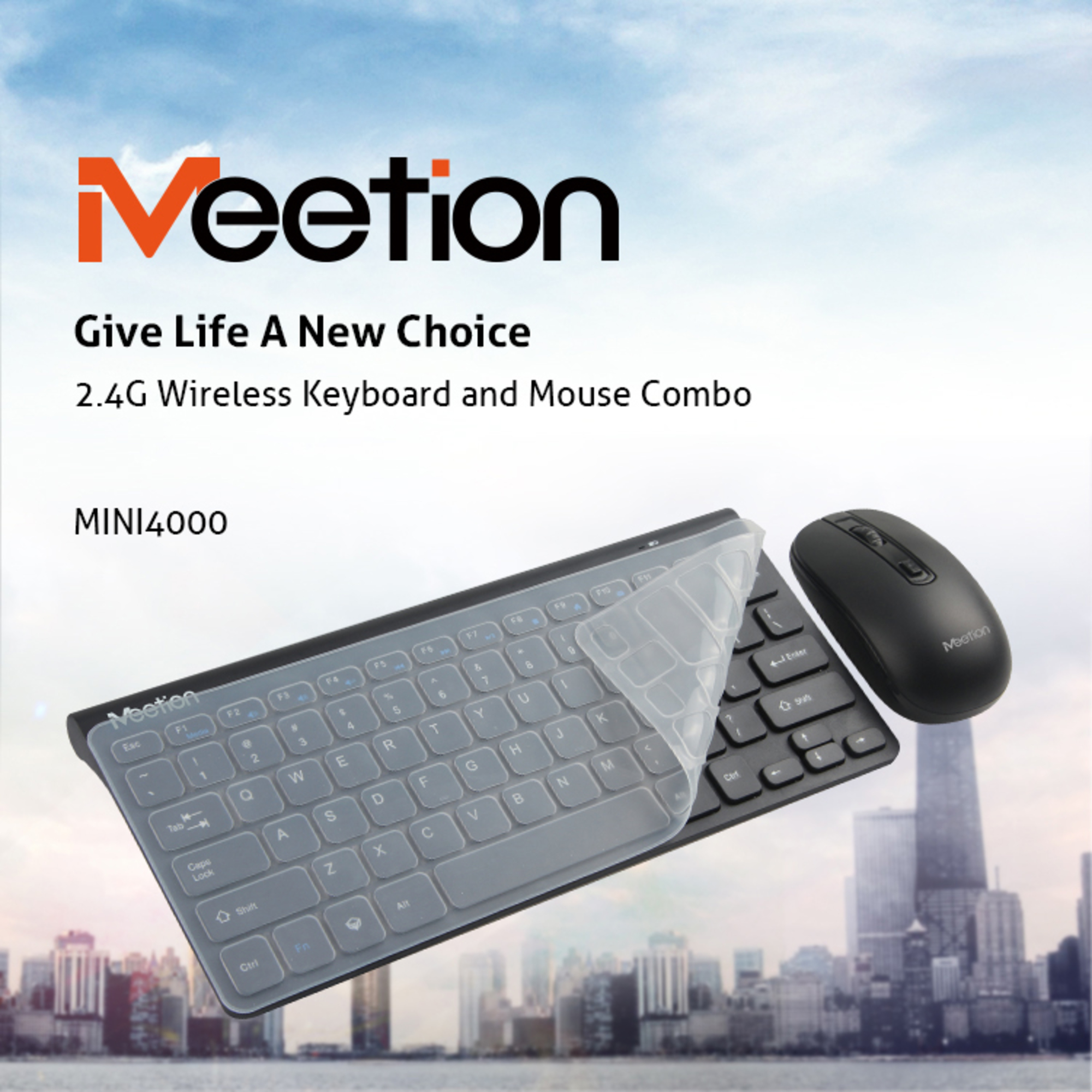 Ripley - COMBO INALÁMBRICO TECLADO EN ESPAÑOL Y MOUSE MEETION MINI 4000