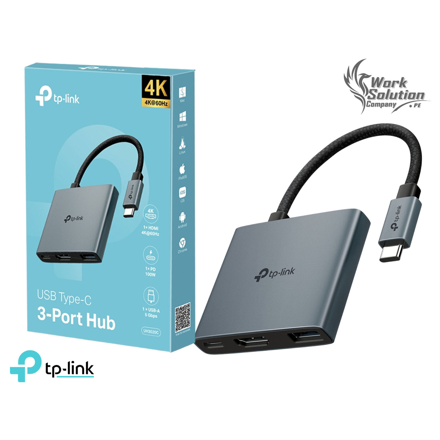 TP-LINK UH3020C ADAPTADOR HUB USB TIPO-C 3 PUERTOS EN 1