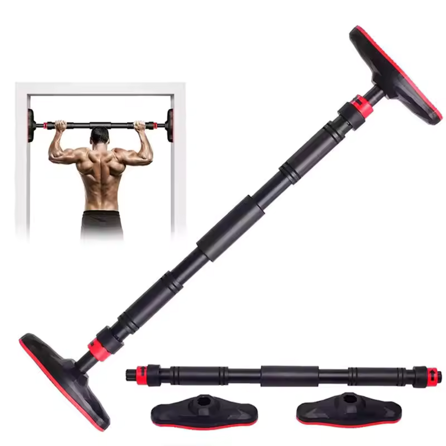 BARRA DE DOMINADAS A PRESIÓN PRO 90-120 CM PULL UP BAR PRO - 150 KG