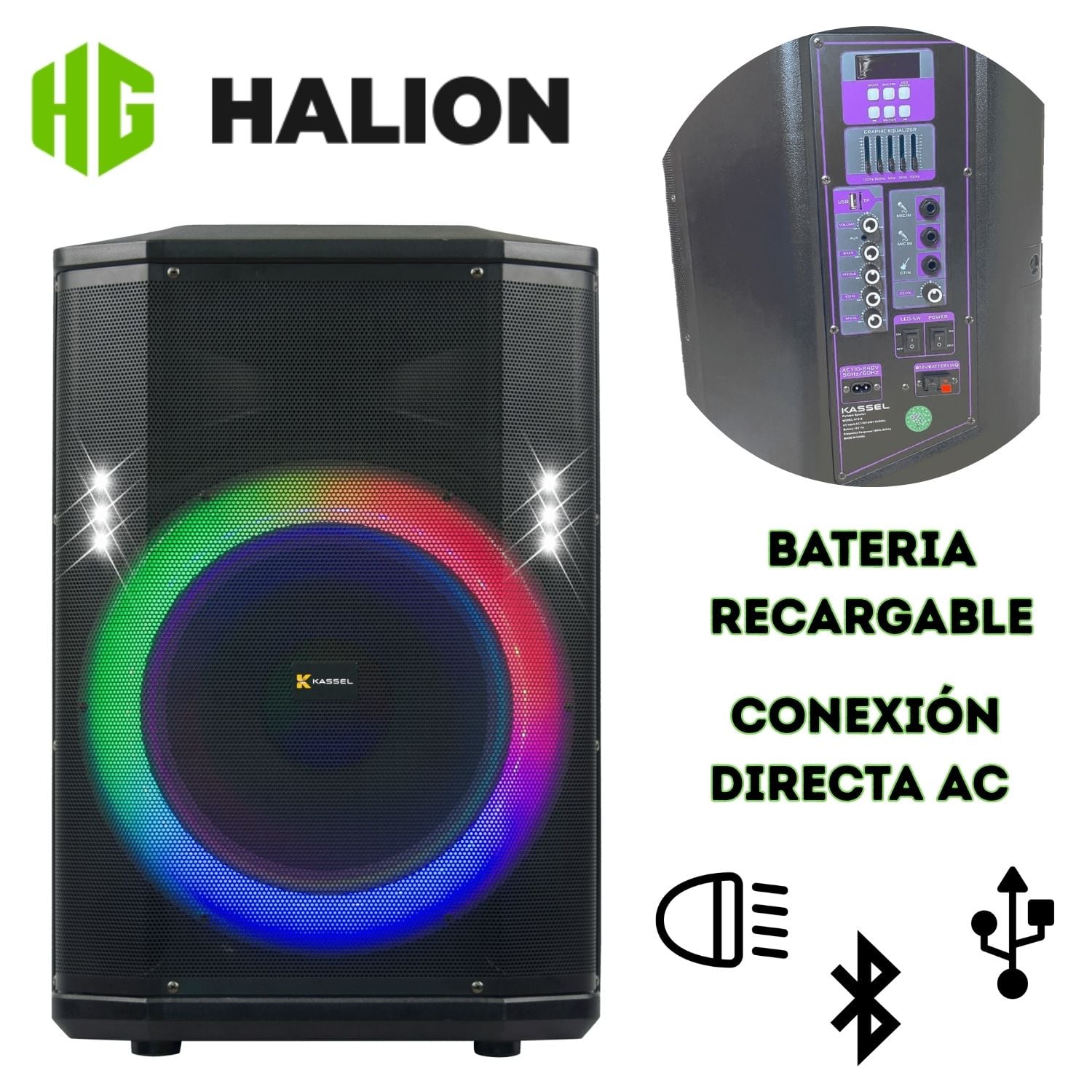 PARLANTE PORTÁTIL KASSEL K1212 BOOFER DE 12' USB TF BT TWS FM BATERÍA ...