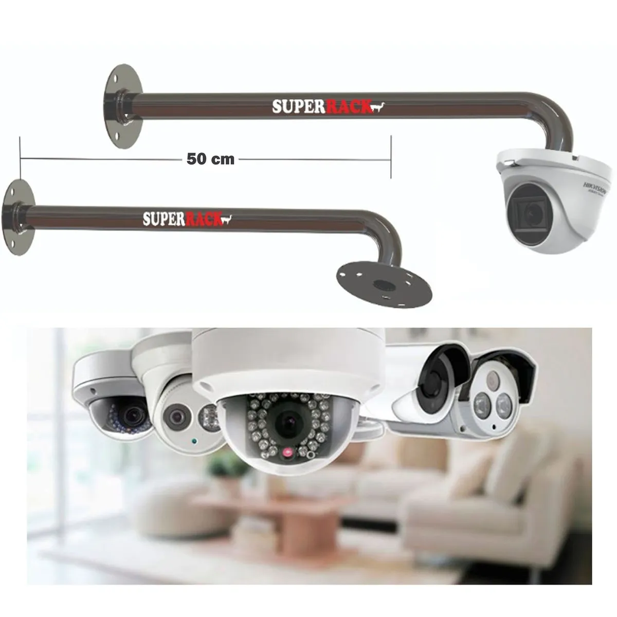 RACK PARA CÁMARA DE SEGURIDAD DOMO 50 CM DE DISTANCIA
