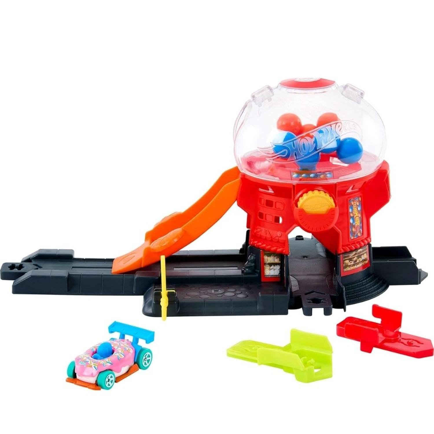PISTA DE CARRERAS HOT WHEELS - MAQUINA DE CHICLES CON VEHÍCULO