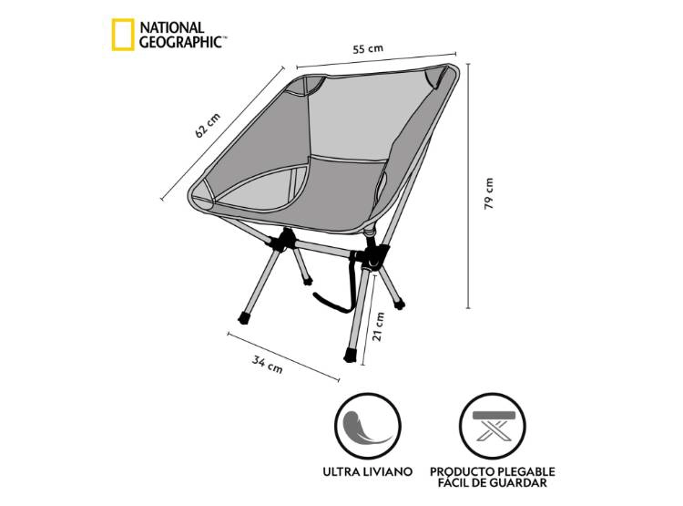 SILLA PLEGABLE CAMPING COMPACTA ULTRALIVIANA YELLOWSTONE GRIS/AMARILLO ...