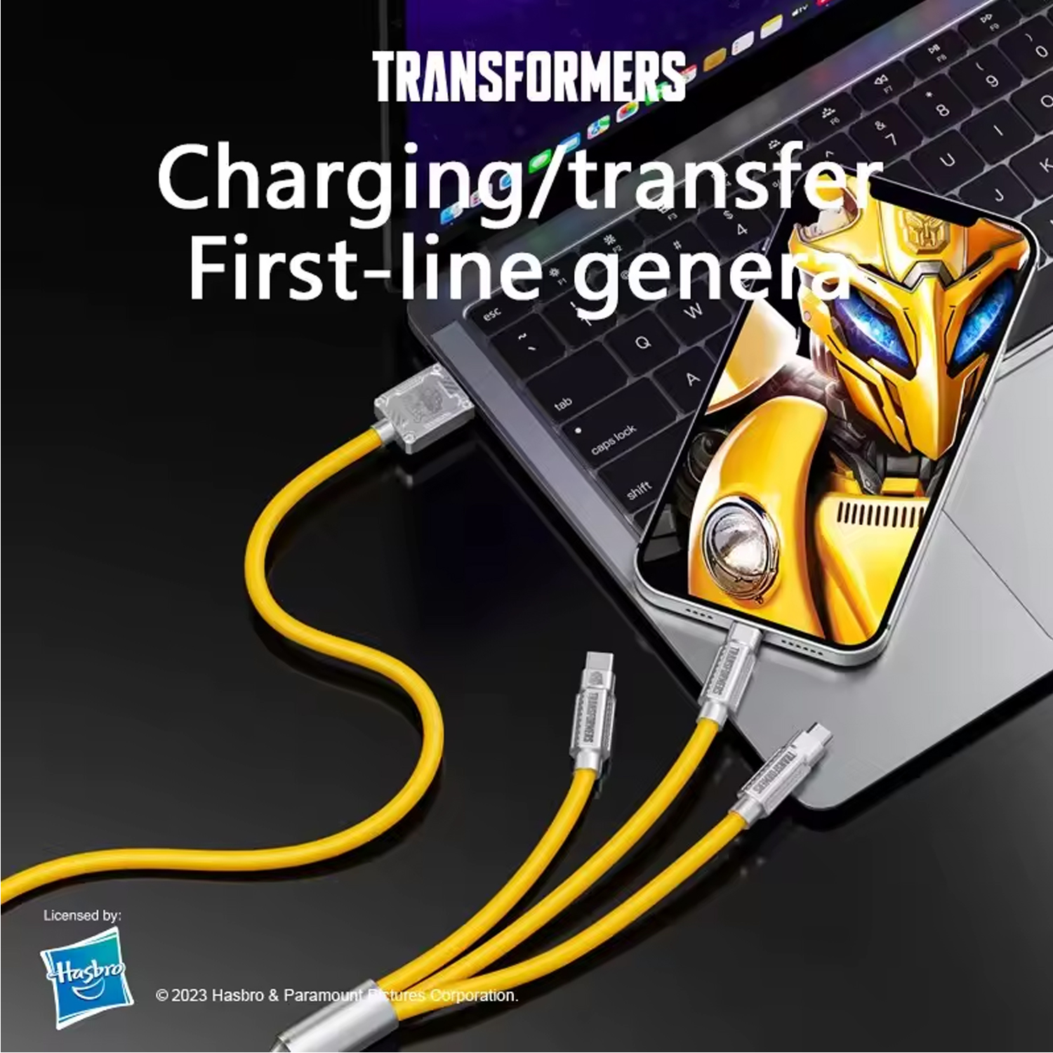 COMBO TRANSFORMERS CARGADOR TF-K05-05 20W BLACK + CABLE TF-A03 AMARILLO