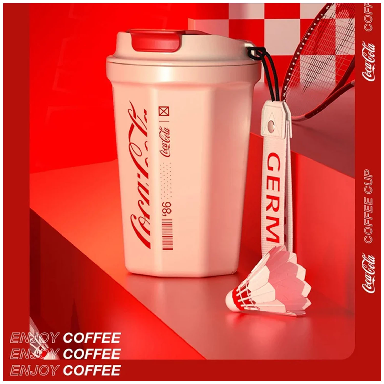 TERMO GERM ROMBO COCA COLA BLANCO 390ML ACERO INOXIDABLE