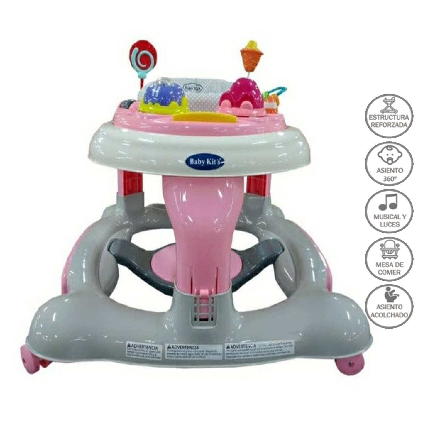 Ripley - ANDADOR BABY KITS 3 EN 1 CENTRO DE ACTIVIDAD 360° ROSADO