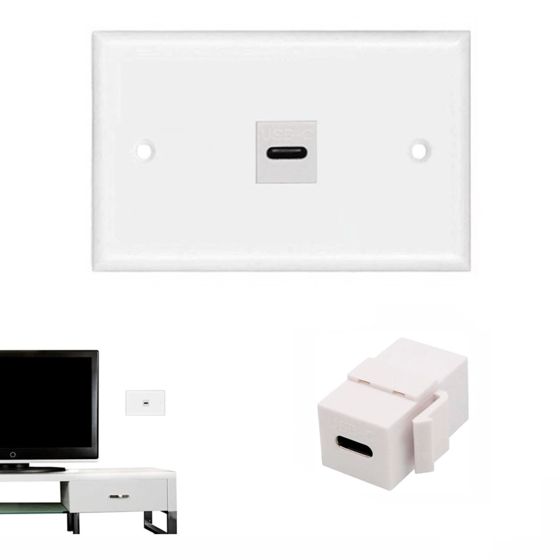 PLACA DE PARED ABS 1 PUERTO USB C TIPO C FACEPLATE HEMBRA A HEMBRA ...