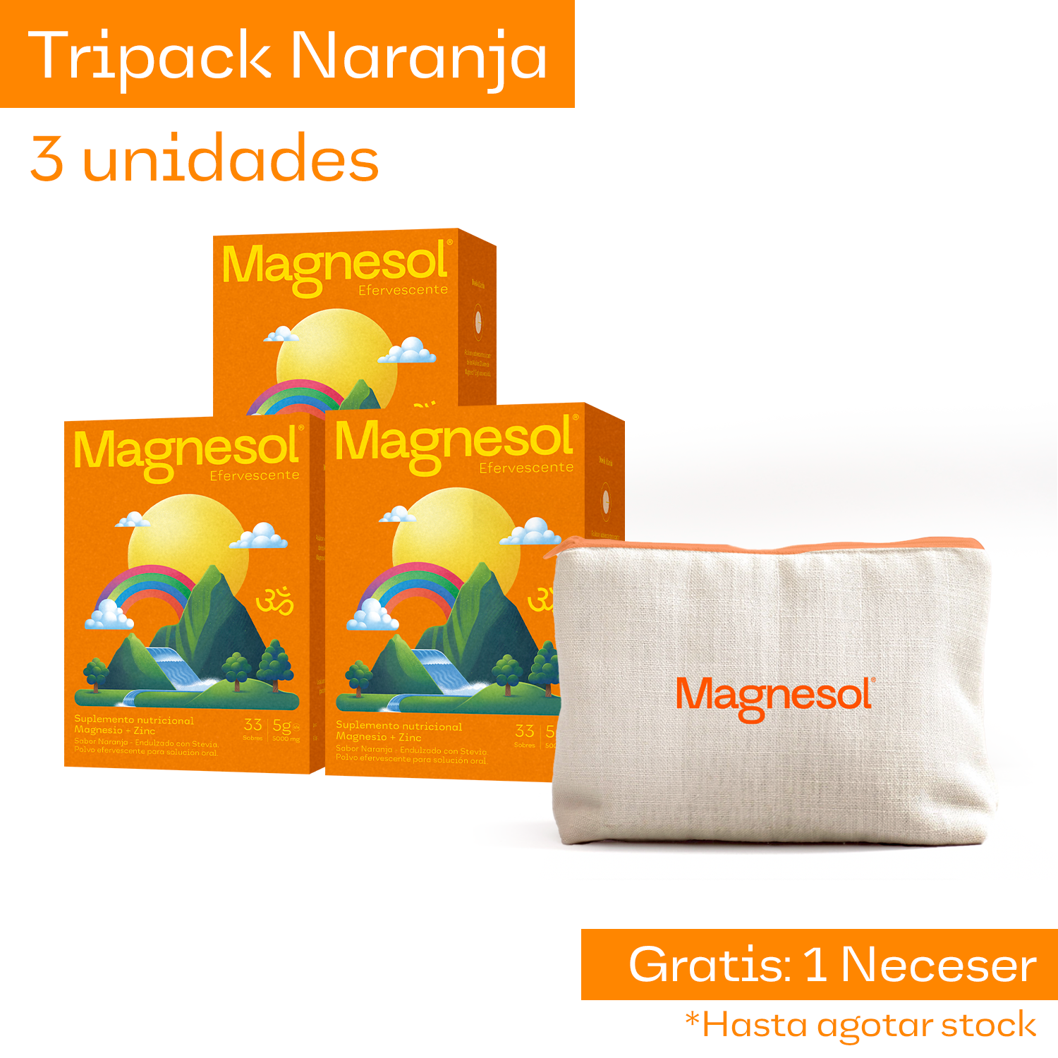 SUPLEMENTOS TRIPACK MAGNESOL NARANJA X 33 SOBRES