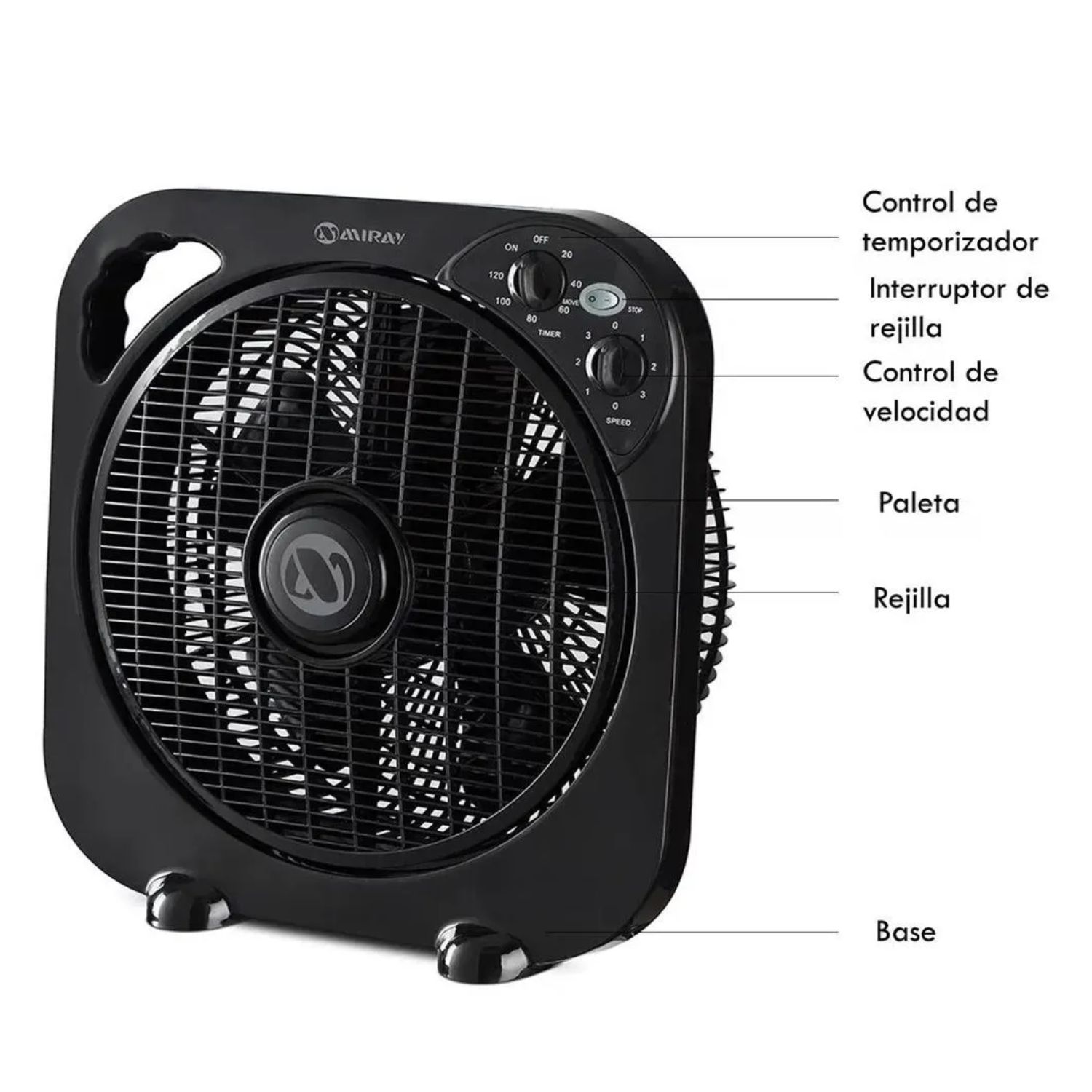 VENTILADOR CIRCULADOR MIRAY VMC 1052 50 WATTS 03 VEL NEGRO
