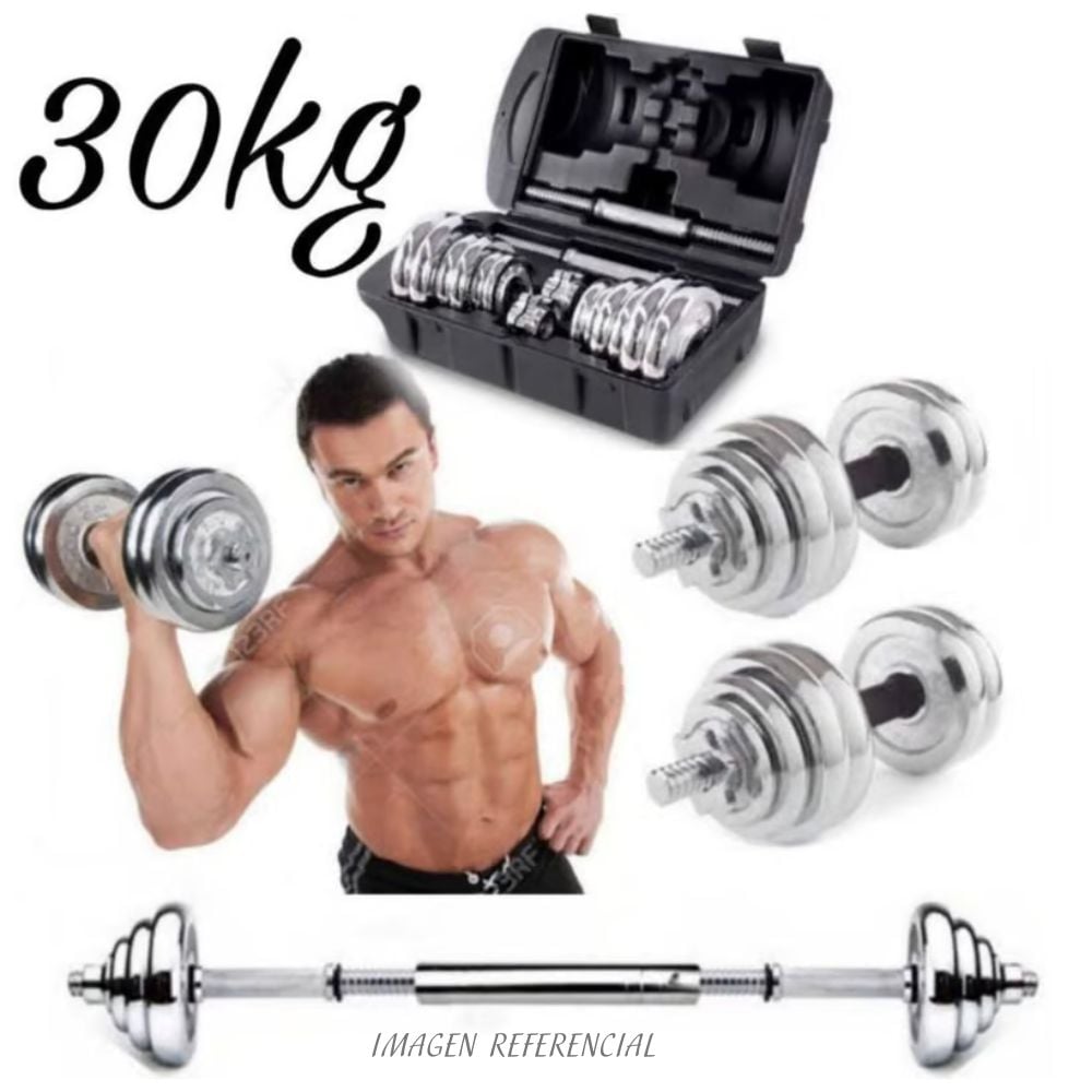 Ripley - SET DE PESAS MALETA YORK 30KG MANCUERNAS ADAPTADOR