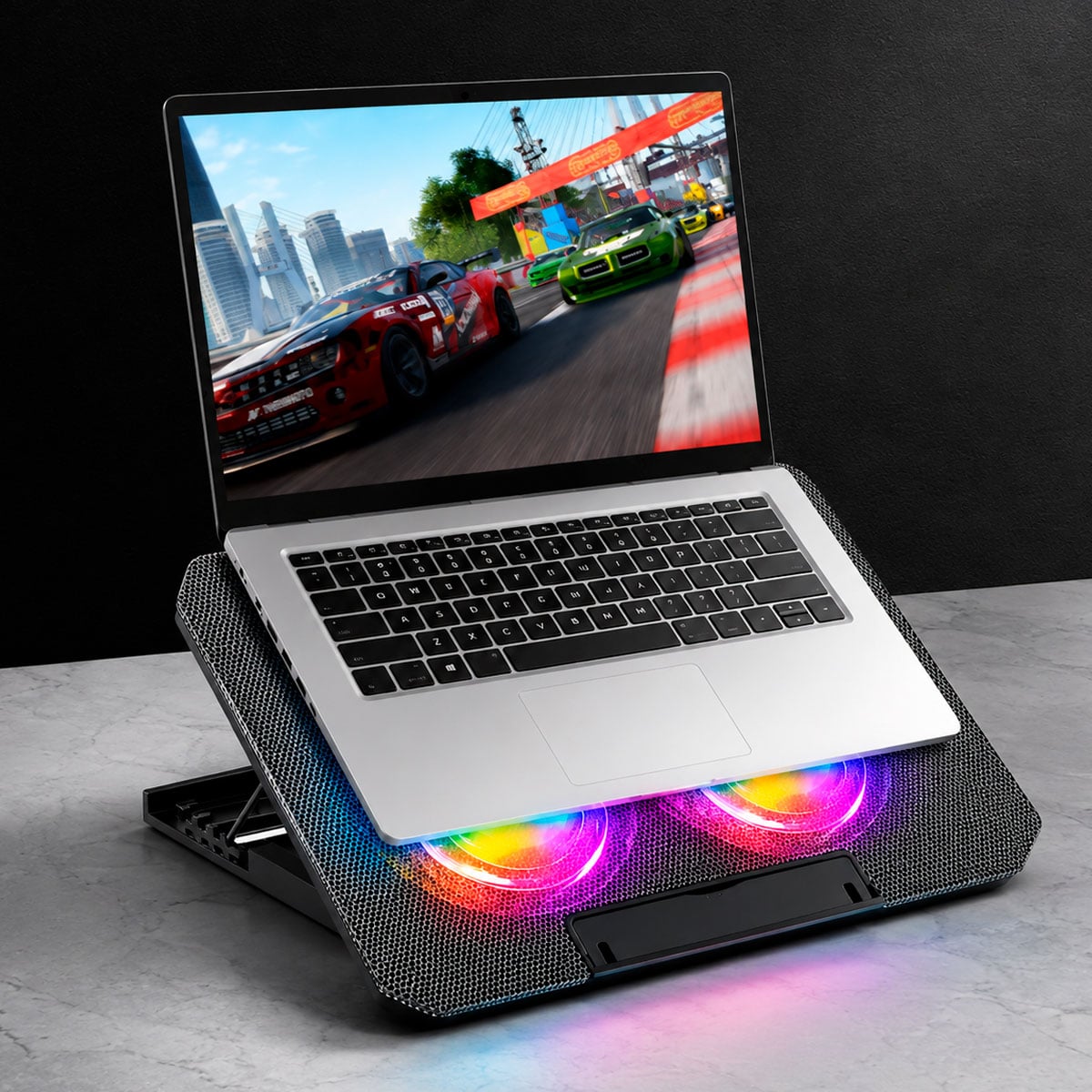 COOLER VENTILADOR PARA LAPTOP HASTA 17' 6 NIVELES 2 PUERTOS USB