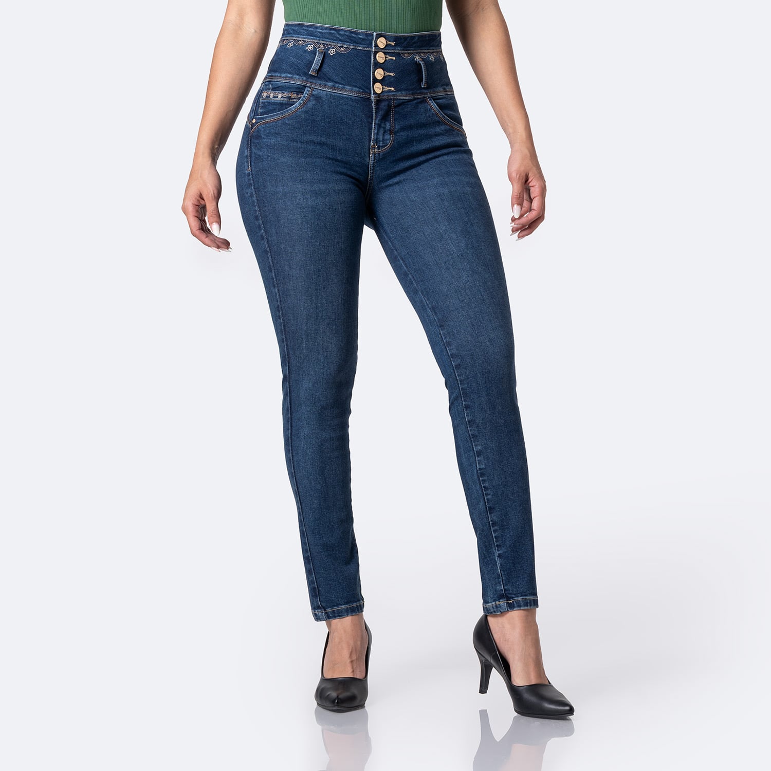 PANTALÓN JEAN SEMIPITILLO DENIM STRETCH MUJER PIONIER YAKELINE