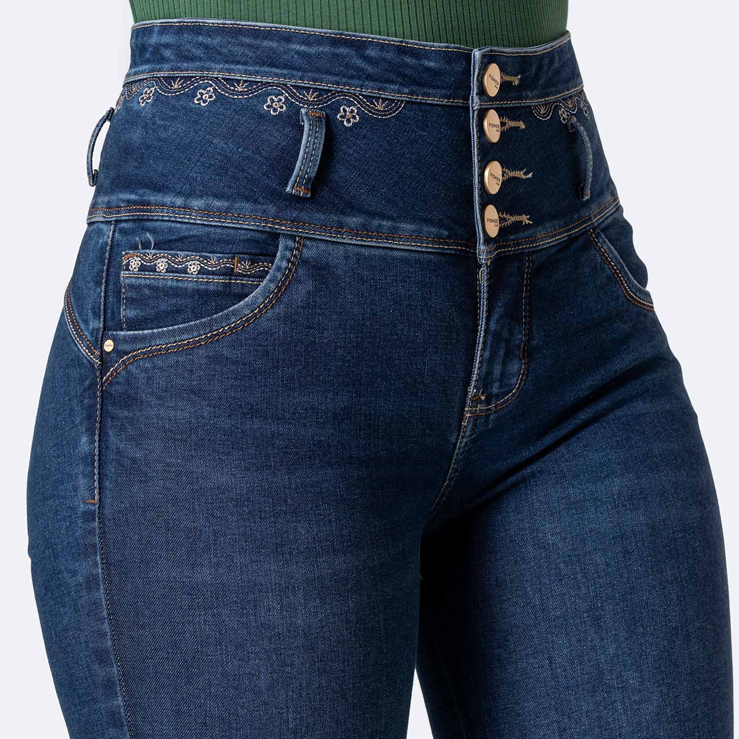 PANTALÓN JEAN SEMIPITILLO DENIM STRETCH MUJER PIONIER YAKELINE