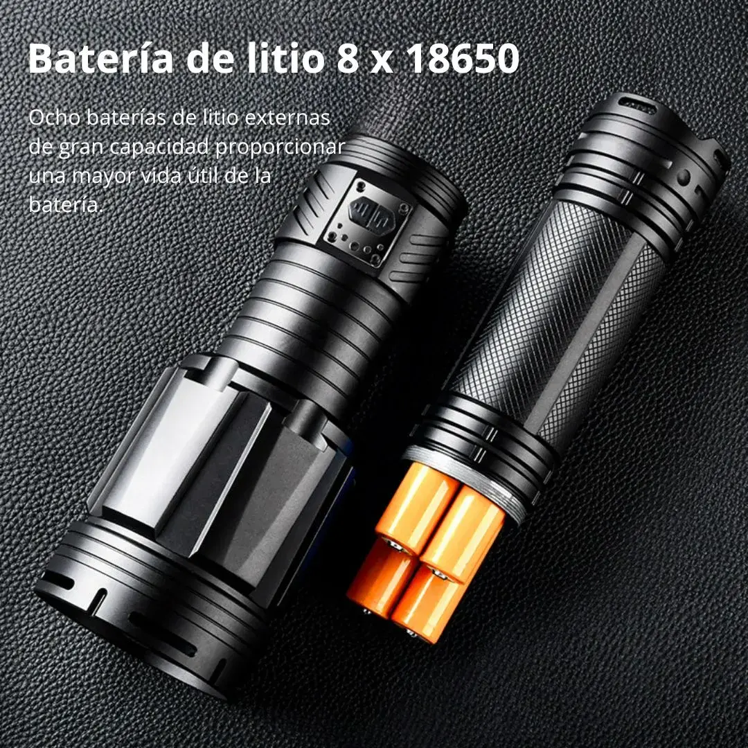 LINTERNA LED RECARGABLE ALTA POTENCIA ZOOM 7 MODOS DE LUZ Y POWER BANK