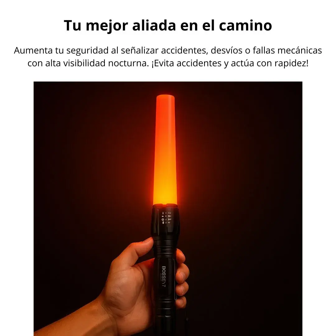 LINTERNA TÁCTICA BOSSNEY LED T6 CON ZOOM Y SEÑALIZADOR DE EMERGENCIA