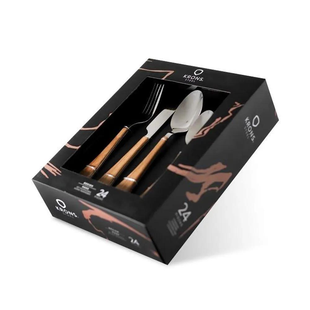 SET CUBIERTOS X 24 PZ WOOD - 10286510