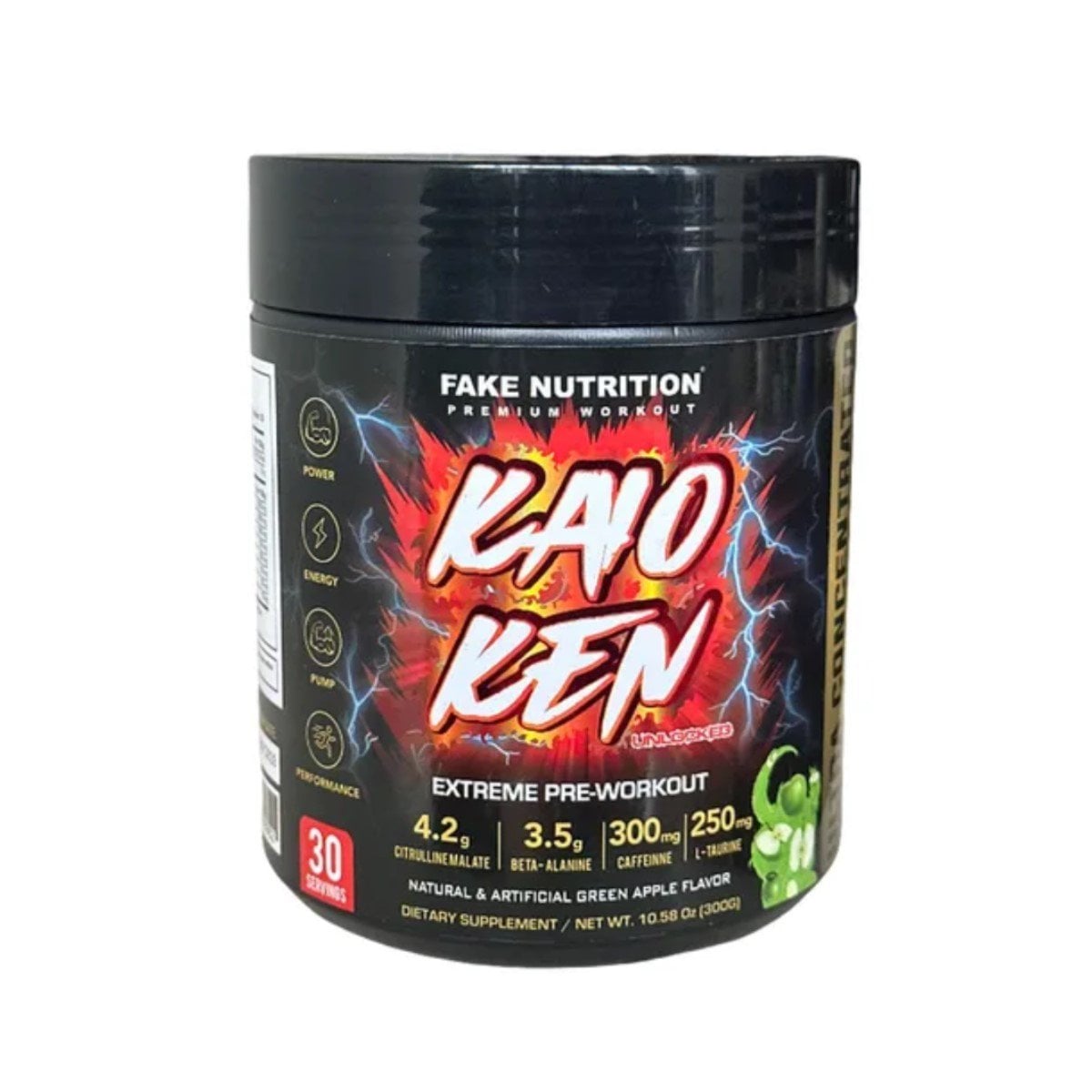 KAIO KEN EXTREME PRE WORKOUT FAKE NUTRITION 300G MANZANA VERDE