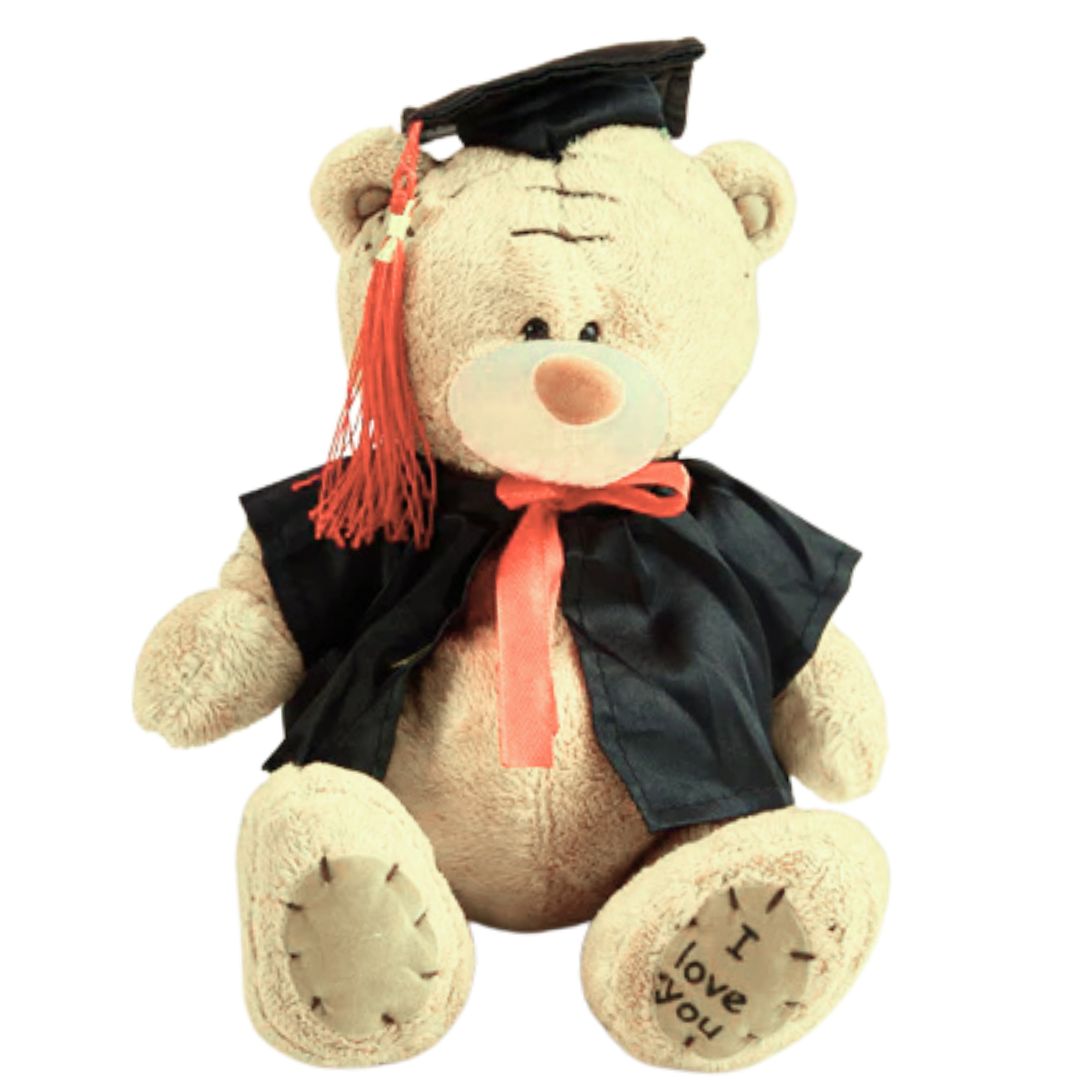 PELUCHE GRADUACION OSO BEIGE GRADUADO - MIDE 18 CM ALTO