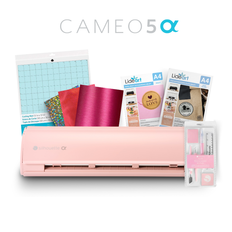 KIT BASICO SILHOUETTE CAMEO 5 ALPHA ROSADA Y ACCESORIOS
