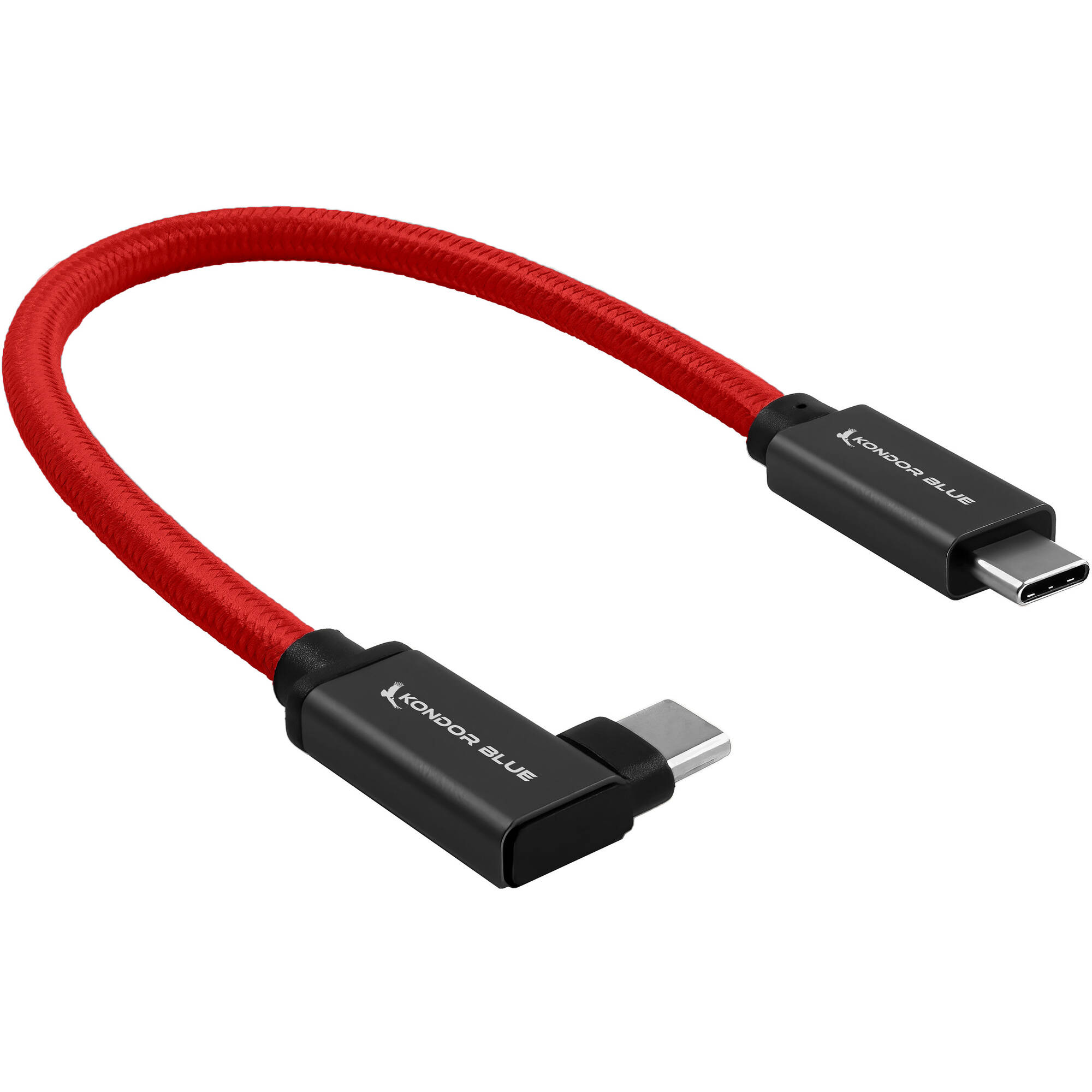 CABLE USB KONDOR BLUE RIGHT-ANGLE USB-C 3.1 GEN 2 CABLE 8.5' CARDINAL RED