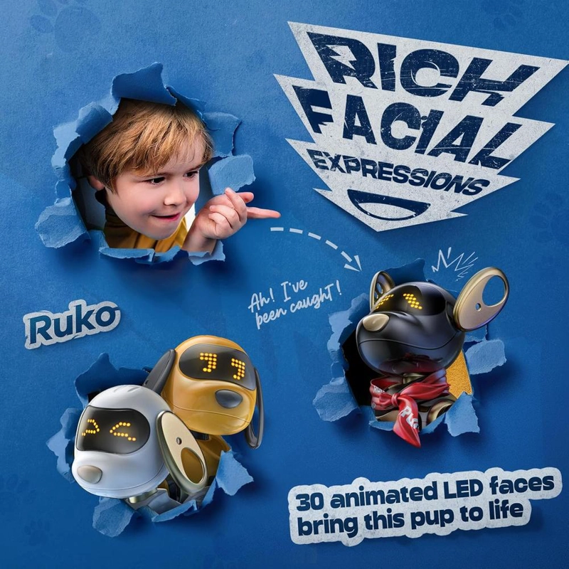 RUKO 18011 PERRO ROBOT CON CONTROL REMOTO Y GESTOS | ORO/NEGRO