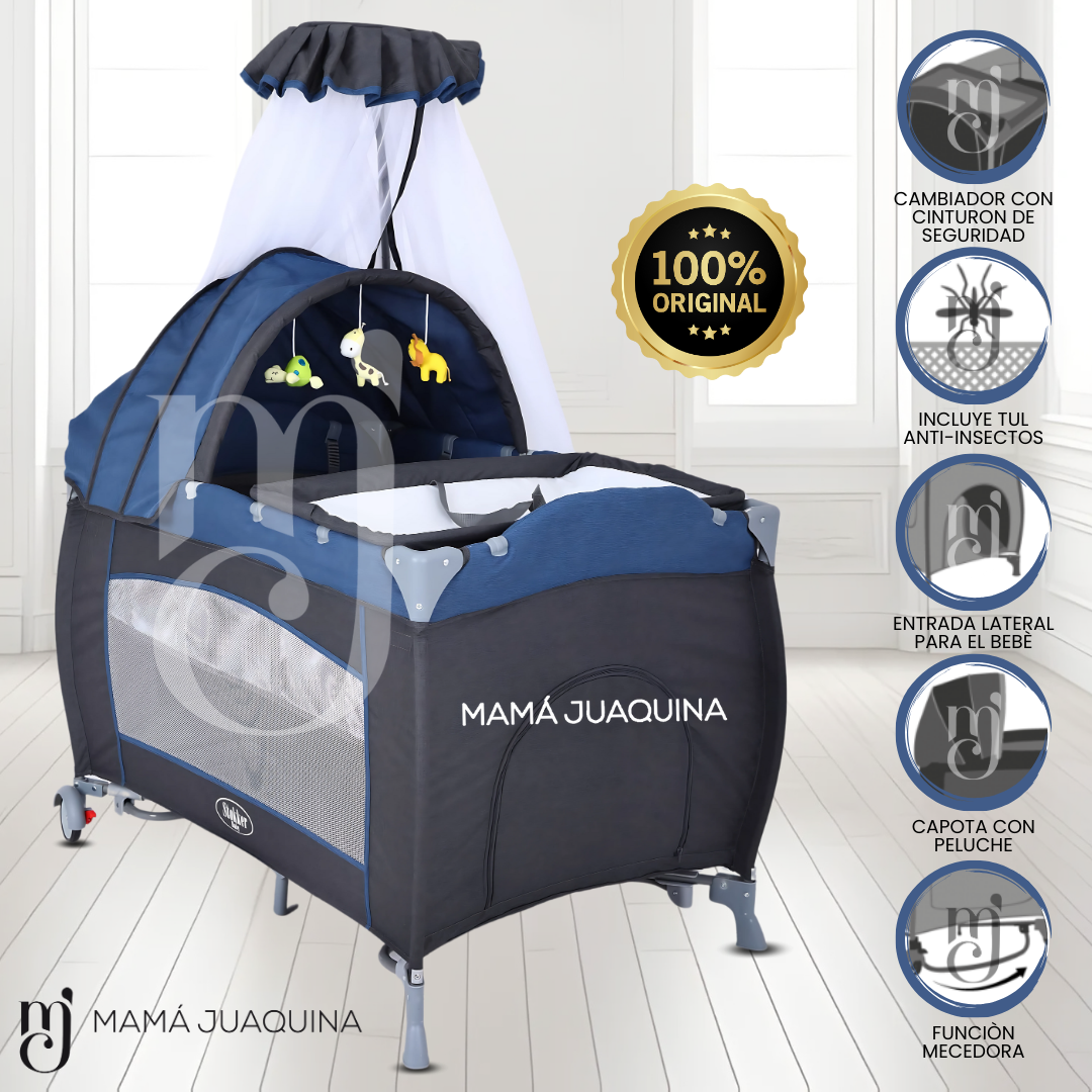 CUNA CORRAL «VIENA STOKKER» 2 EN 1 AZUL