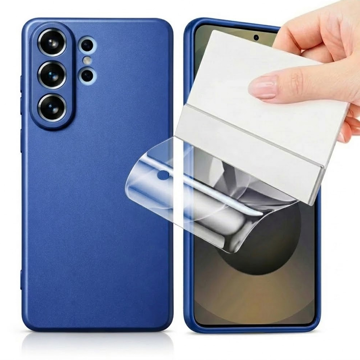 FUNDA SAMSUNG S26 ULTRA CASE GEL SILICONA AZUL + HIDROGEL HD