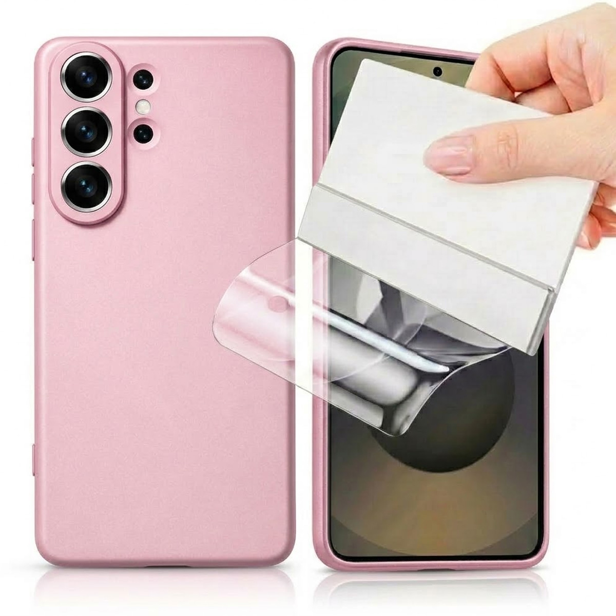 FUNDA SAMSUNG S26 ULTRA CASE GEL SILICONA ROSA + HIDROGEL HD
