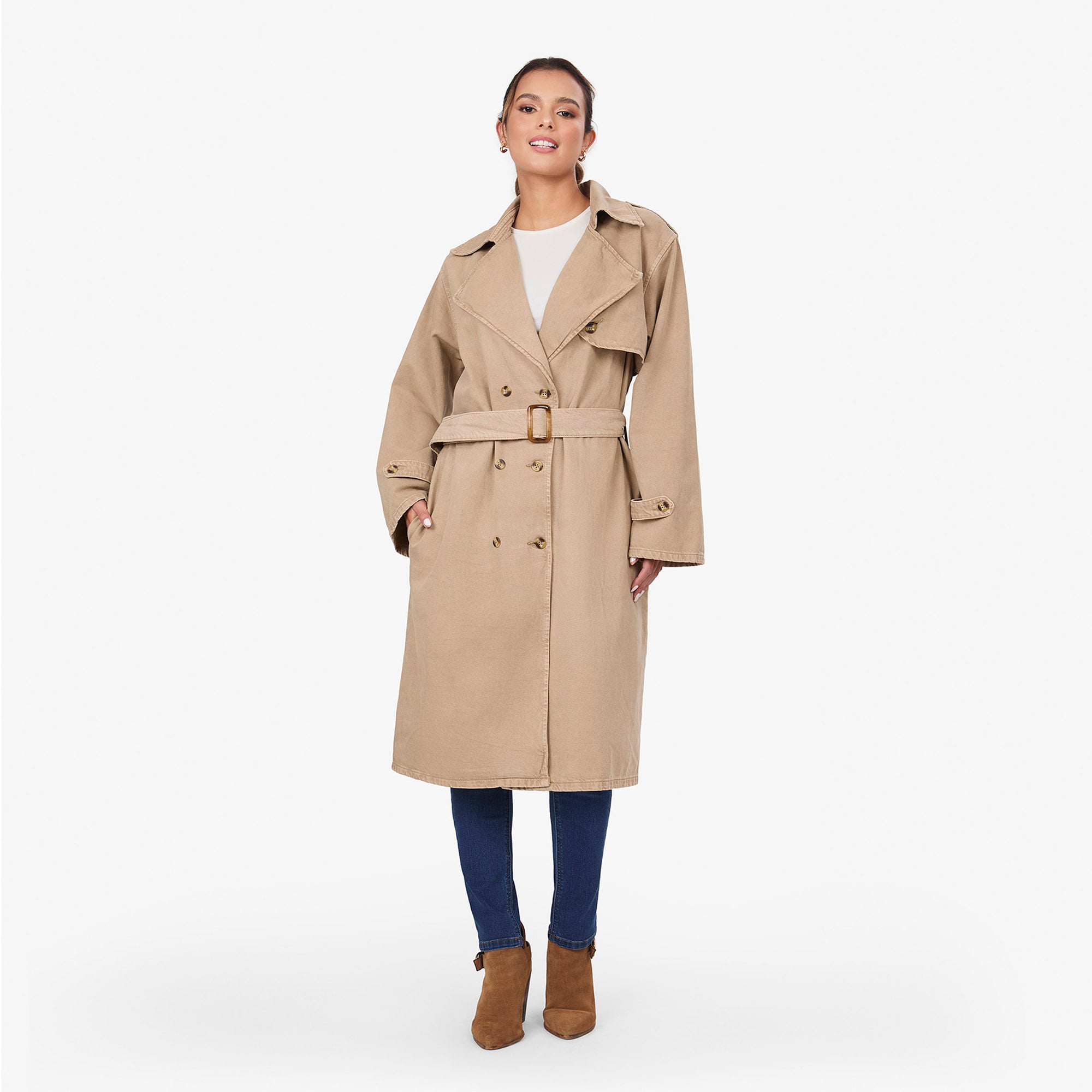 SACO MUJER COTTONS JEANS BEIGE CASANDRA OVERSIZE