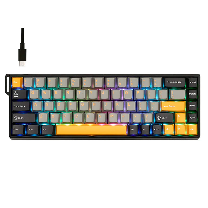 TECLADO AULA WIN68HE MAX CABLEADO BLACK/GREY/YELLOW - WING CHUN ...