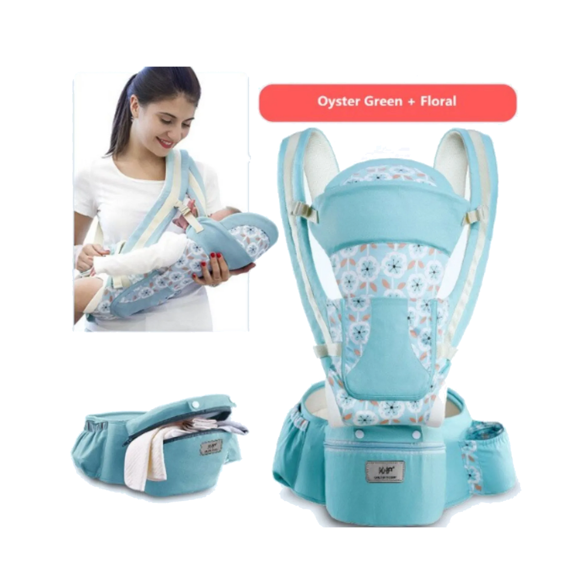 CANGURO BEBE ERGONÓMICO 15 POSICIONES CON PAÑALERA TURQUESA