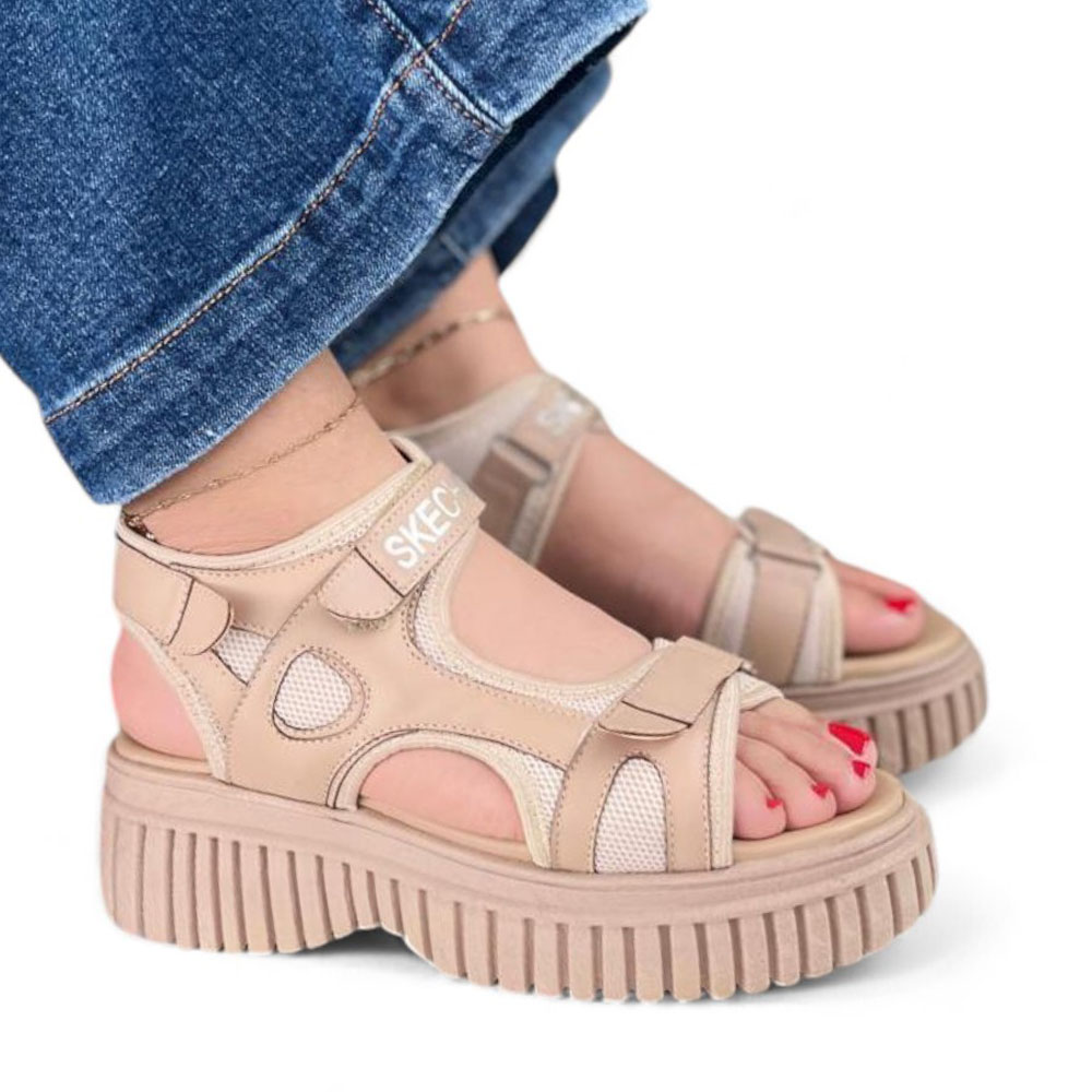 Ripley - SANDALIAS MUJER BEIGE 015L-50 PLANTA GOMA ACABADO