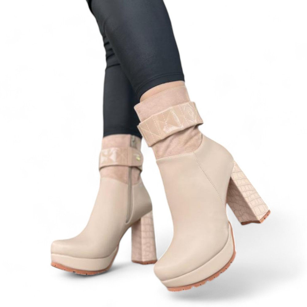 Ripley - BOTINES MUJER BEIGE 015L-70 PLANTA CAUCHO TACO X 12