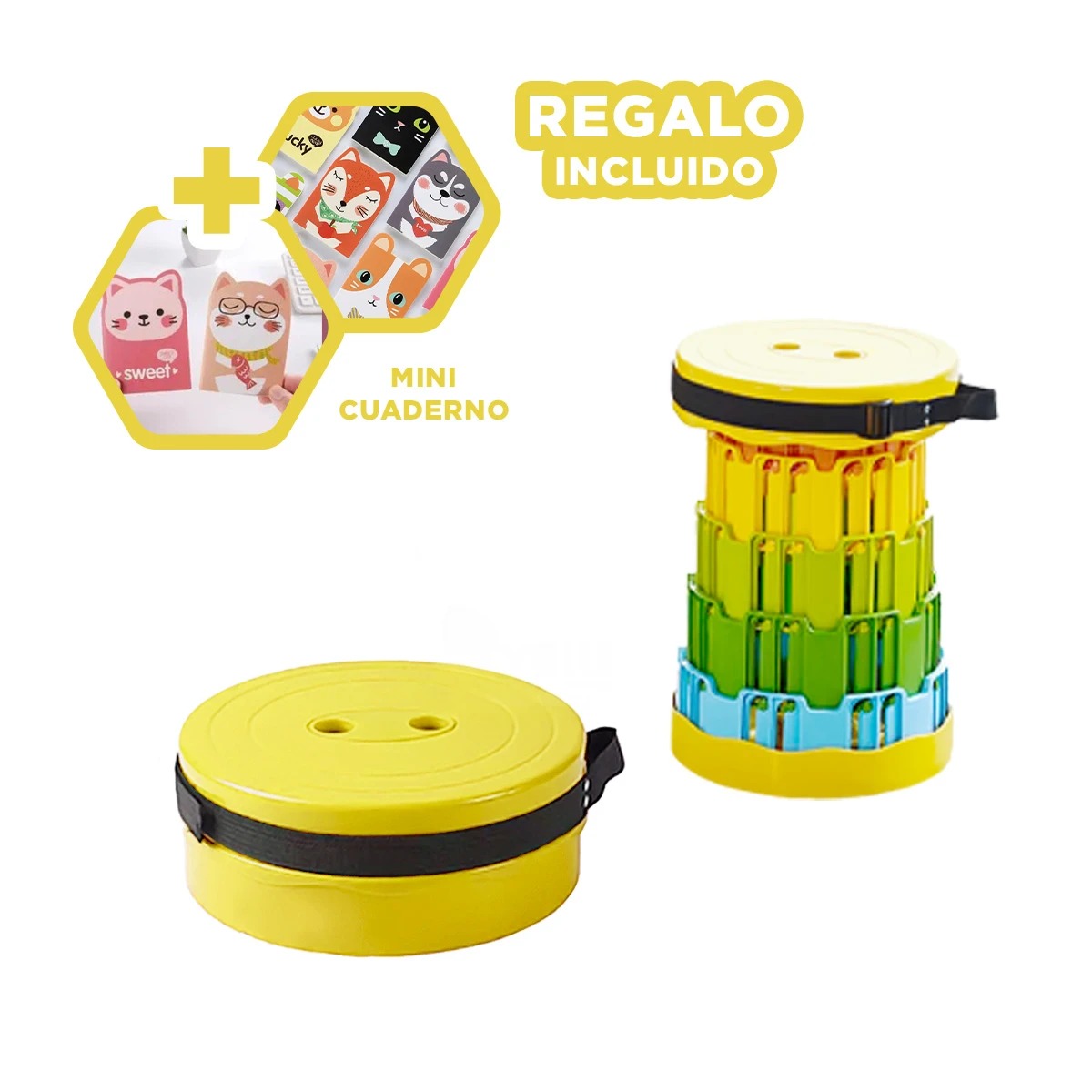 Ripley - SILLA COMPACTA FONDO COLORIDO CON TAPON AMARILLO Y+AGENDITA