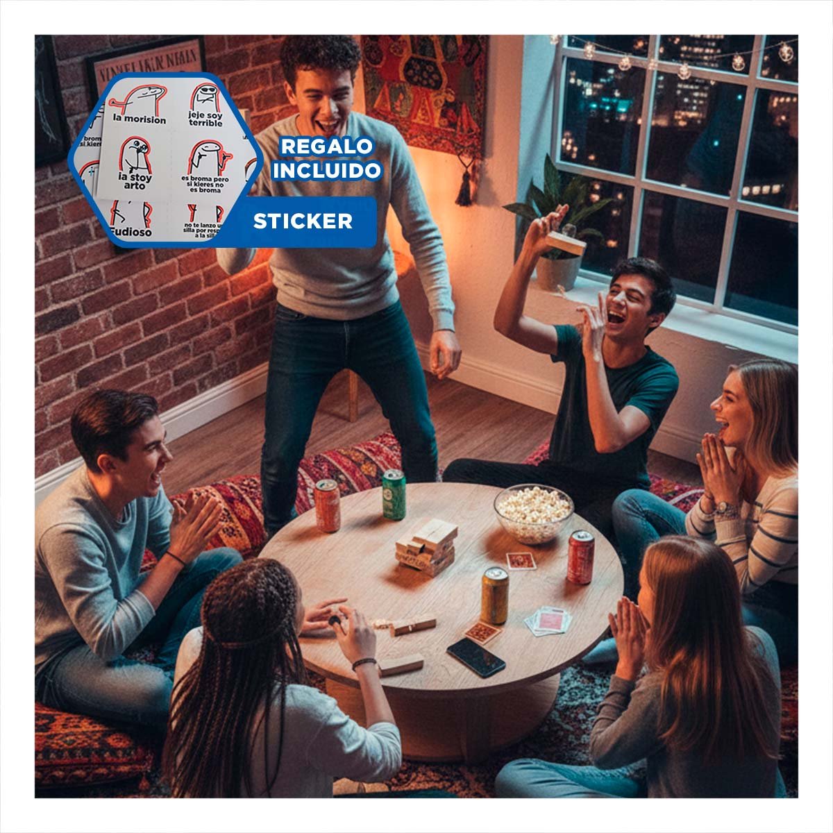 JENGA CON FORMA RECTANGULAR DE TONO MADERA Y+REGALO STICKERS