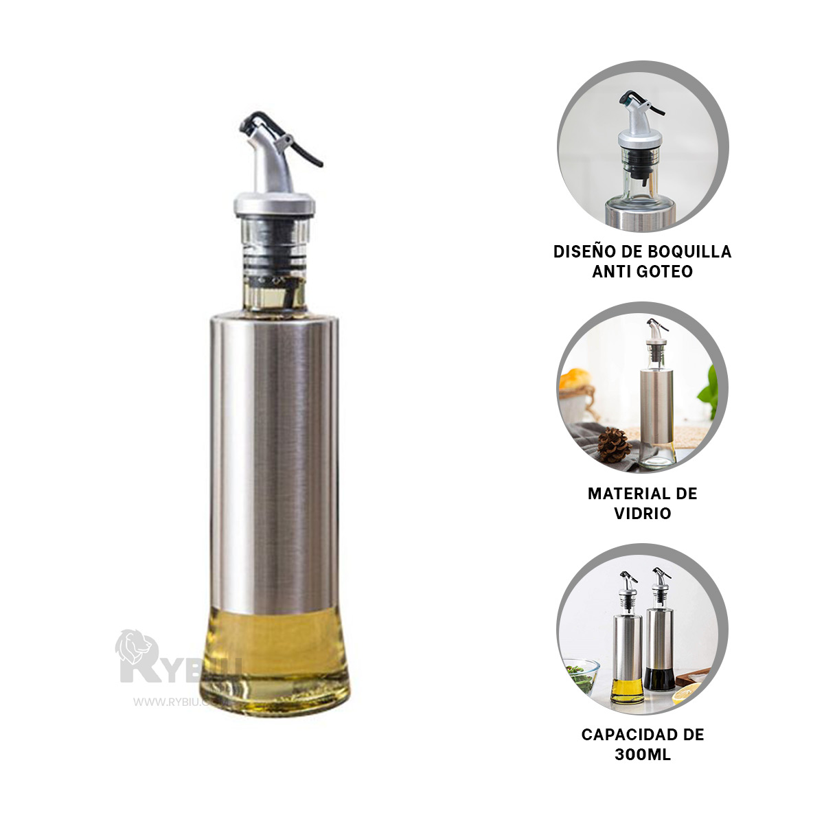 ENVASE EFICIENTE DE ACEITE 300 ML Y+BANDERITAS ADHESIVAS