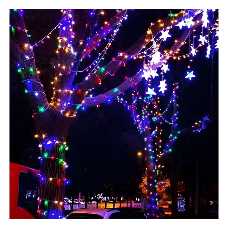 LUCES NAVIDEÑAS DE 8 METROS CON CABLE TRANSPARENTE EN MULTICOLOR Y ...