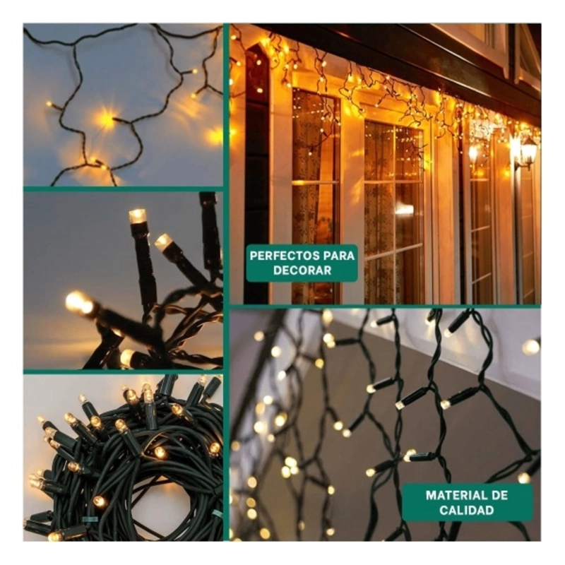 LUCES LED NAVIDEÑAS CON DISEÑO LINEAL DE 27 METROS Y CABLE VERDE ...