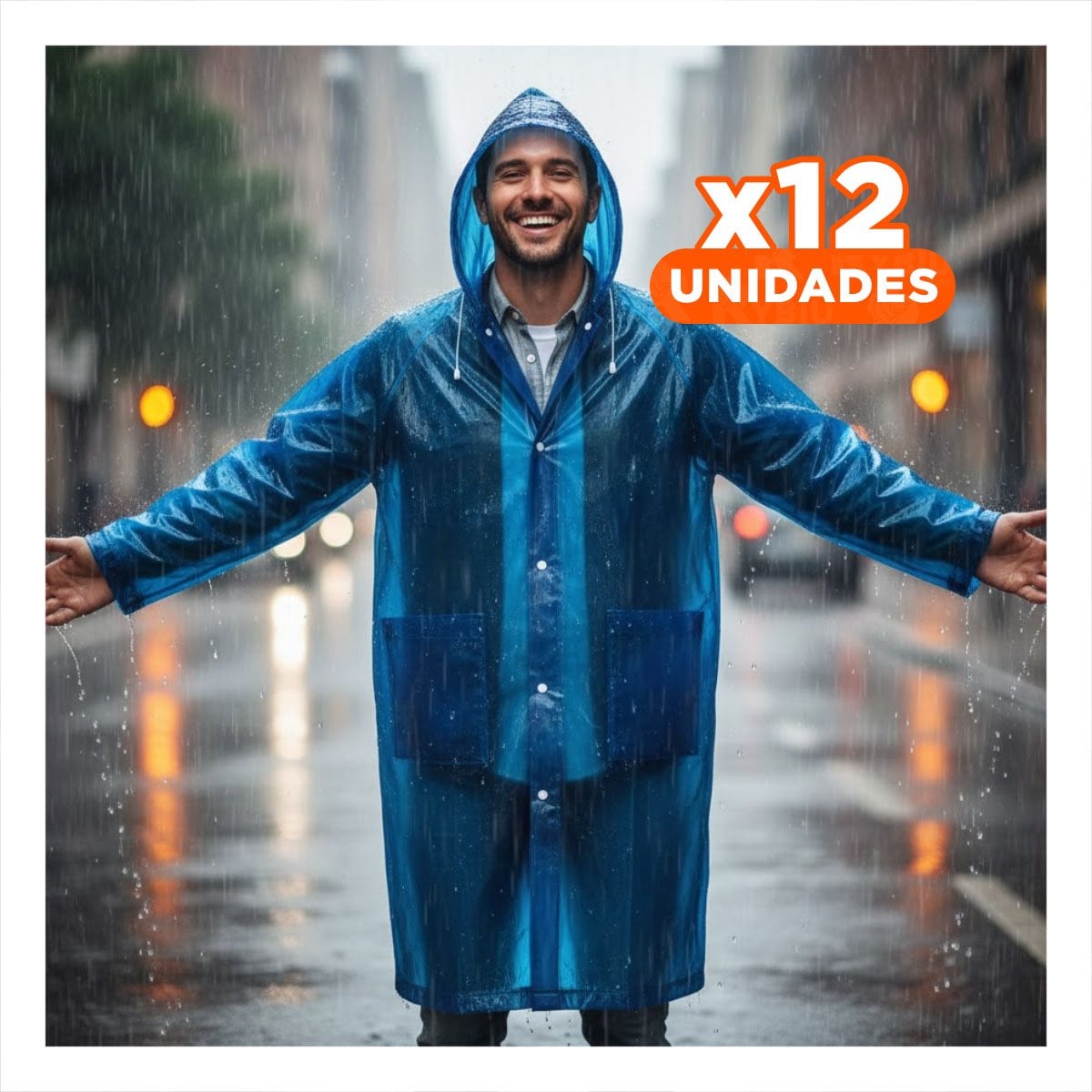 PACK12 GABARDINA IMPERMEABLE CON CAPUCHA AJUSTABLE AZUL