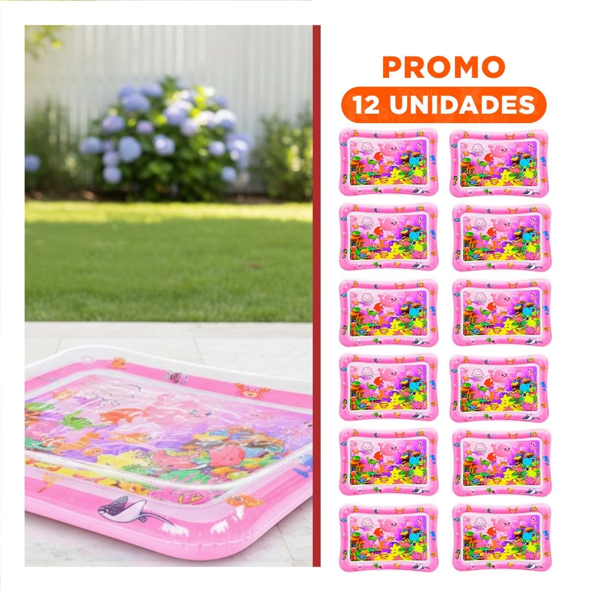 PACK12 ALFOMBRA INFLABLE CON AGUA PARA BEBES ROSADO DISENO SUAVE Y ...
