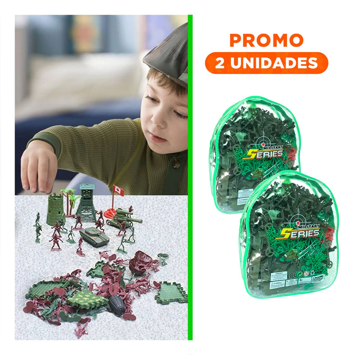 PACK2 SOLDADITOS RECREATIVOS PORTATILES DE COLOR VERDE